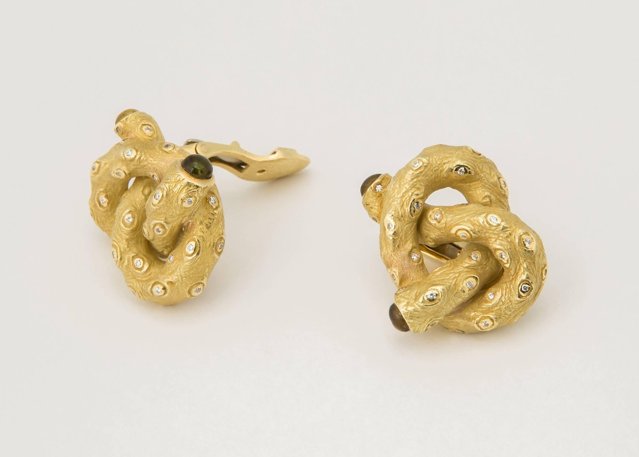 Nicholas Varney Diamond and Citrine Pretzel Earrings at 1stDibs