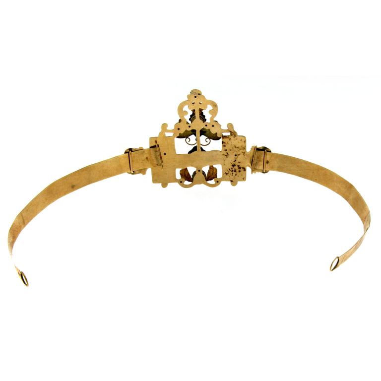1700s Antique Italian Enamel Gold Tiara at 1stDibs