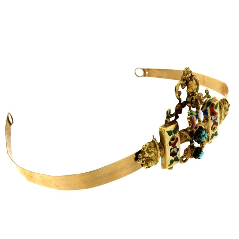1700s Antique Italian Enamel Gold Tiara at 1stDibs
