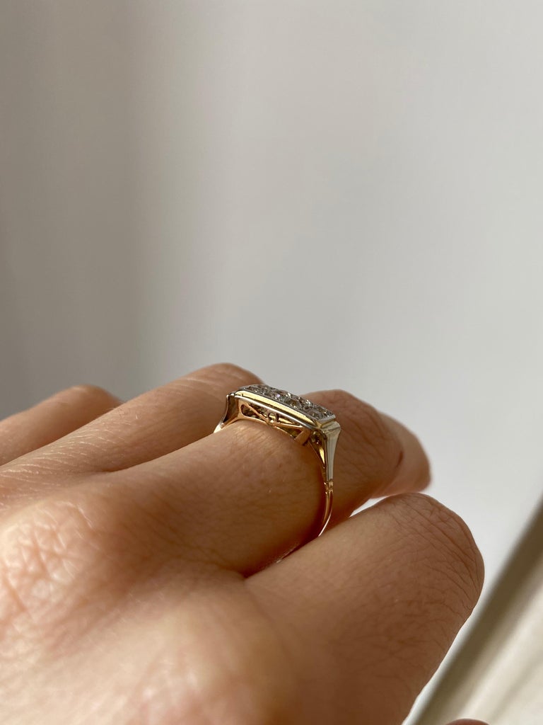 Retro Diamond Gold Plaque Ring at 1stDibs