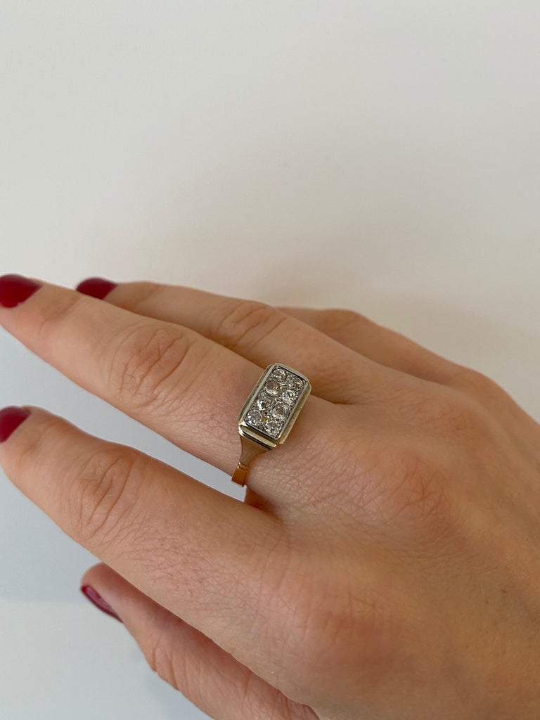 Retro Diamond Gold Plaque Ring at 1stDibs
