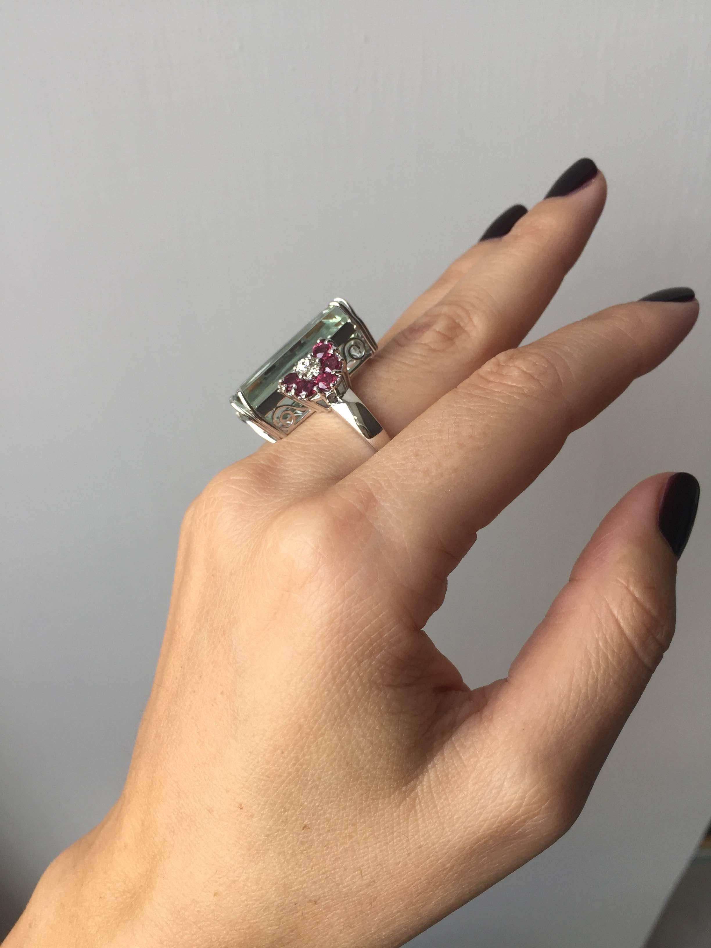 30 Carat Aquamarine Ruby Diamond Gold Ring at 1stDibs | 30 carat ...