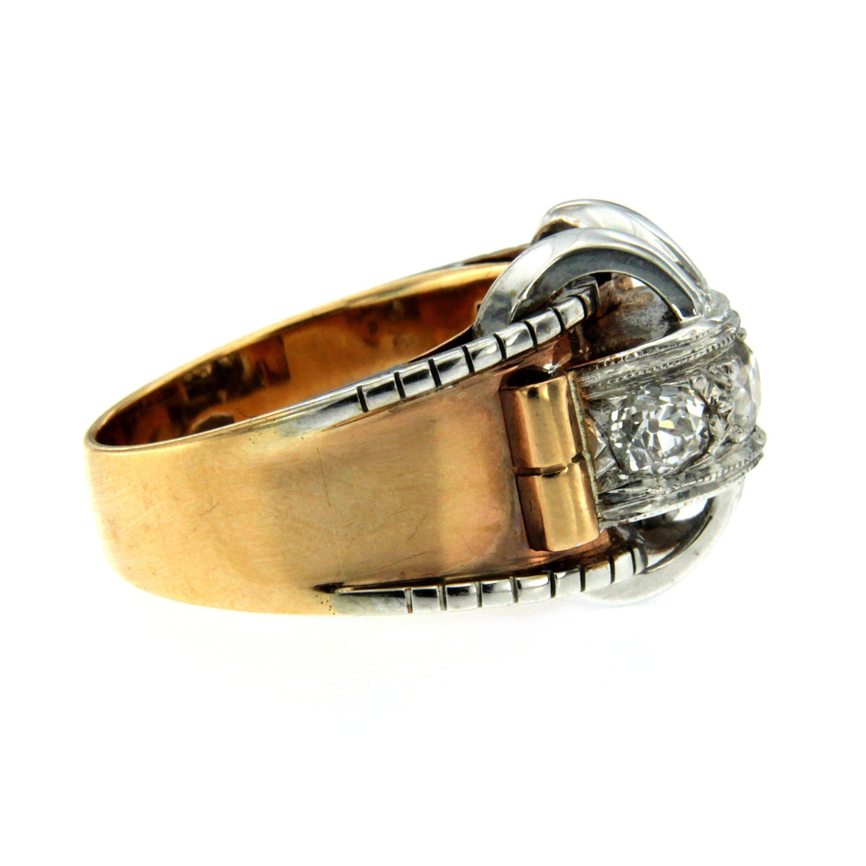 Retro Diamond Gold Ring at 1stDibs