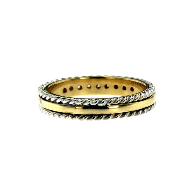 Rope Design Diamond Gold Band Ring For Sale at 1stDibs