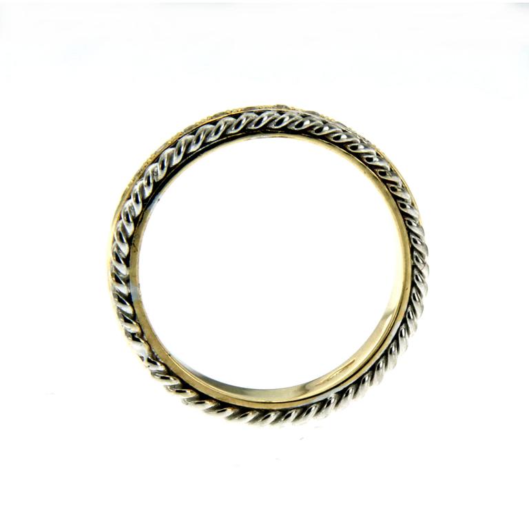 Rope Design Diamond Gold Band Ring For Sale at 1stDibs