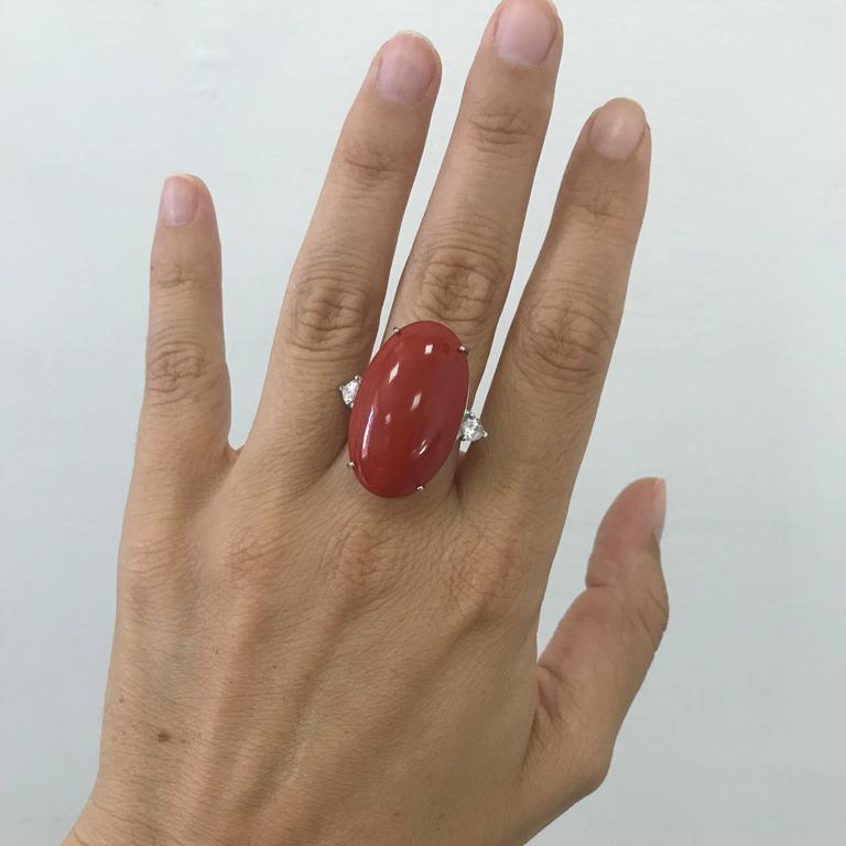 Natural Oxblood Aka Coral Diamond Gold Ring at 1stDibs | oxblood coral ...