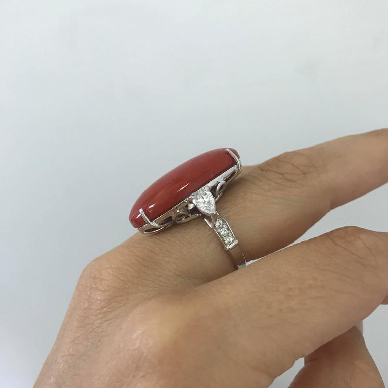 Natural Oxblood Aka Coral Diamond Gold Ring at 1stDibs | oxblood coral ...