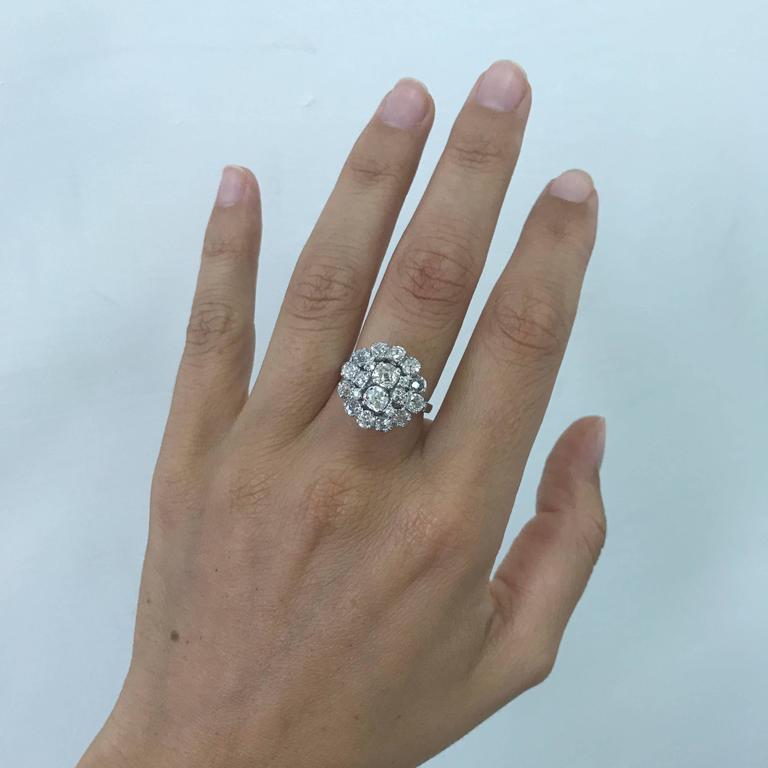 3 Carat Diamond Gold Cluster Ring at 1stDibs | 3 carat diamond cluster ...