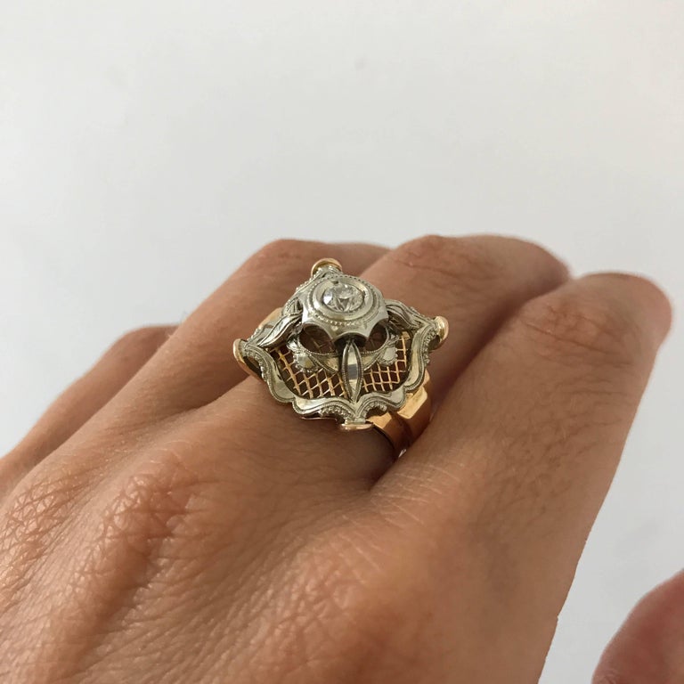 Bourbon Diamond Gold Ring at 1stDibs