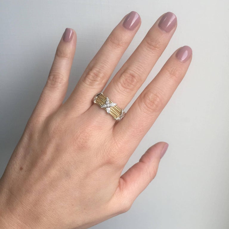 Rope Design Diamond Gold Band Ring at 1stDibs