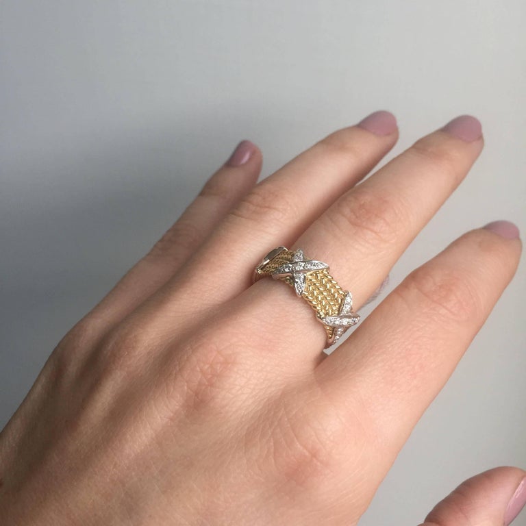 Rope Design Diamond Gold Band Ring at 1stDibs