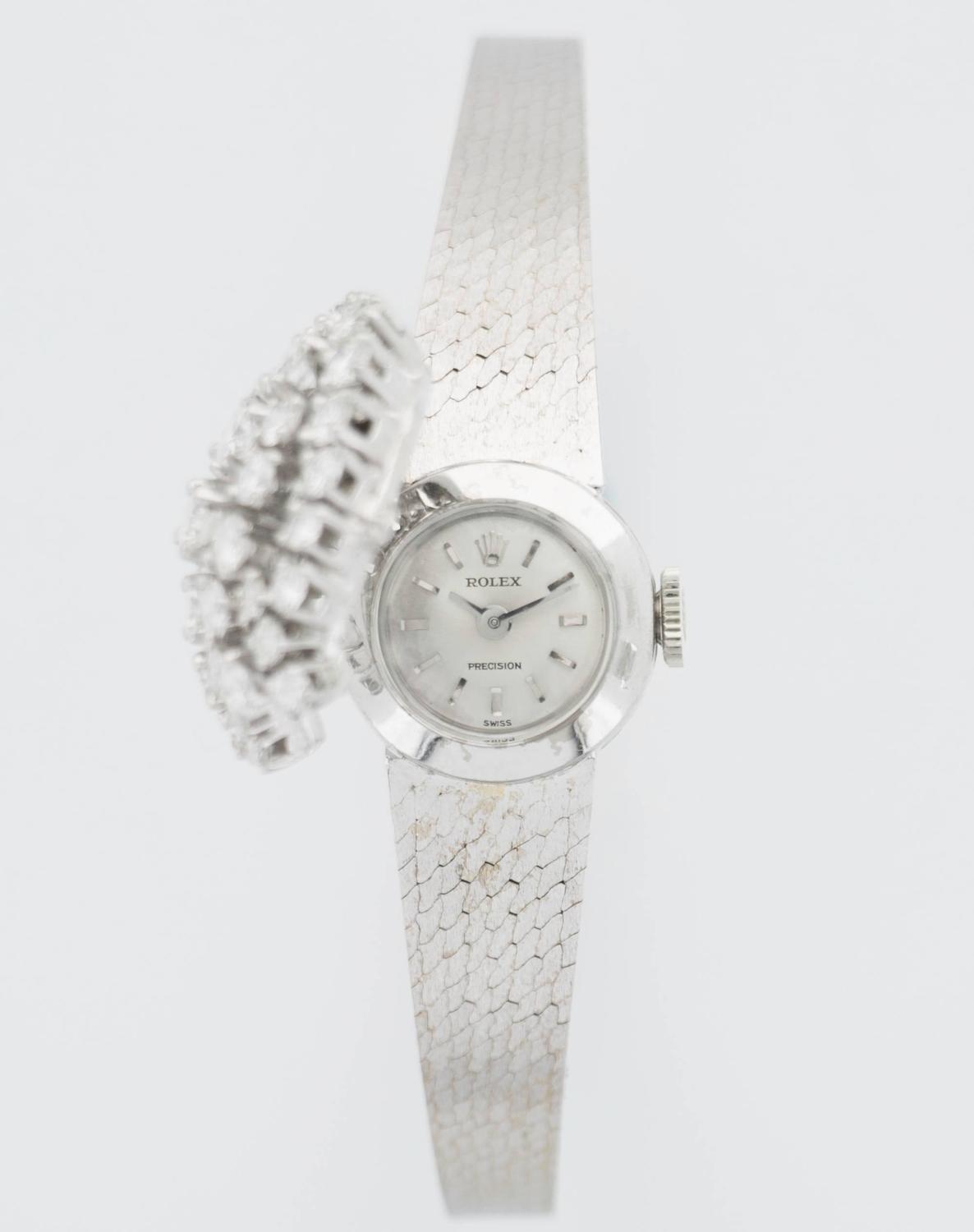 Rolex Ladies White Gold Diamond Precision Cover Wristwatch For Sale at ...