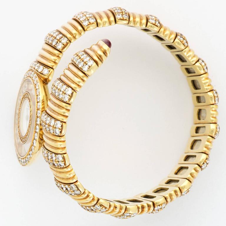 Chopard Ladies Yellow Gold Happy Diamond Snake Watch at 1stDibs ...