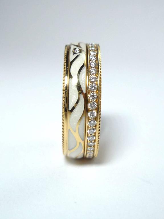 Wellendorff Enamel Diamond Yellow Gold Wings Eternity Band Ring at ...