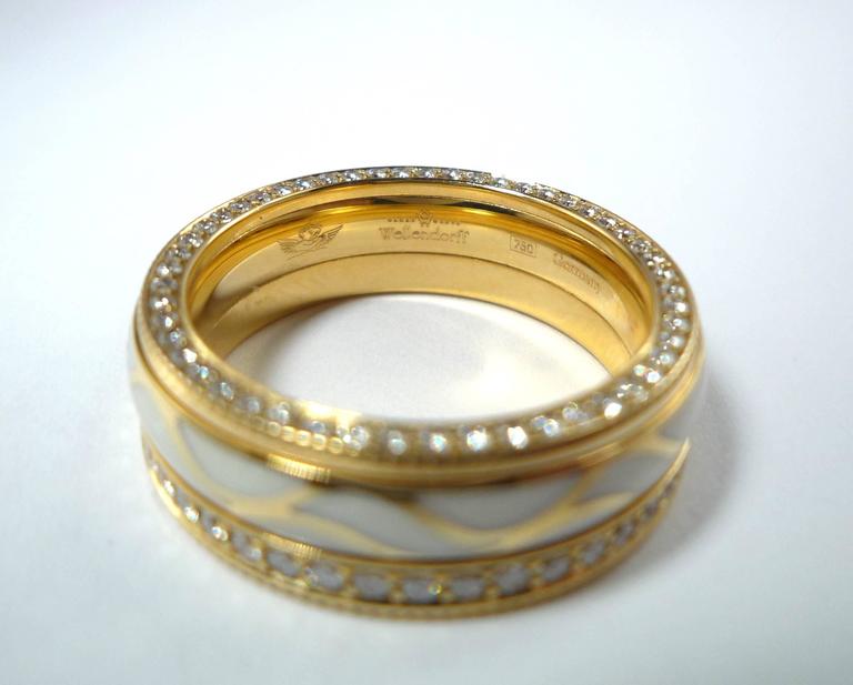 Wellendorff Enamel Diamond Yellow Gold Wings Eternity Band Ring at ...