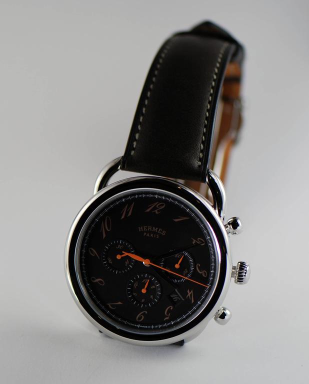 Hermes Stainless Steel Arceau Chronograph Automatic Wristwatch at 1stDibs