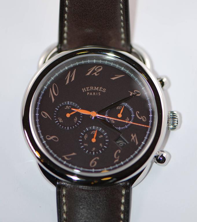 Hermes Stainless Steel Arceau Chronograph Automatic Wristwatch at 1stDibs