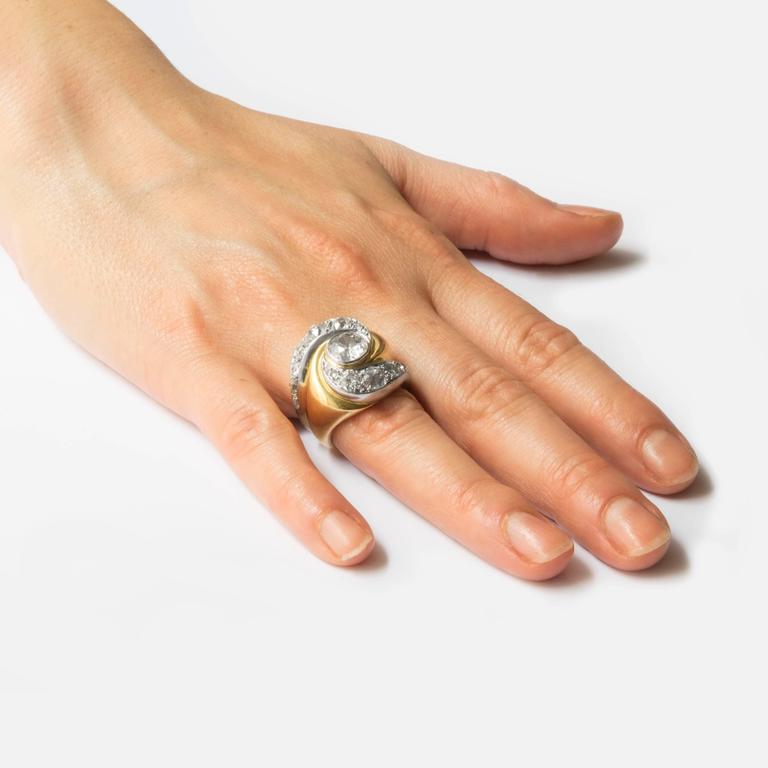 1945 Suzanne Belperron Diamond Gold Platinum "Heureux" Ring For Sale at ...