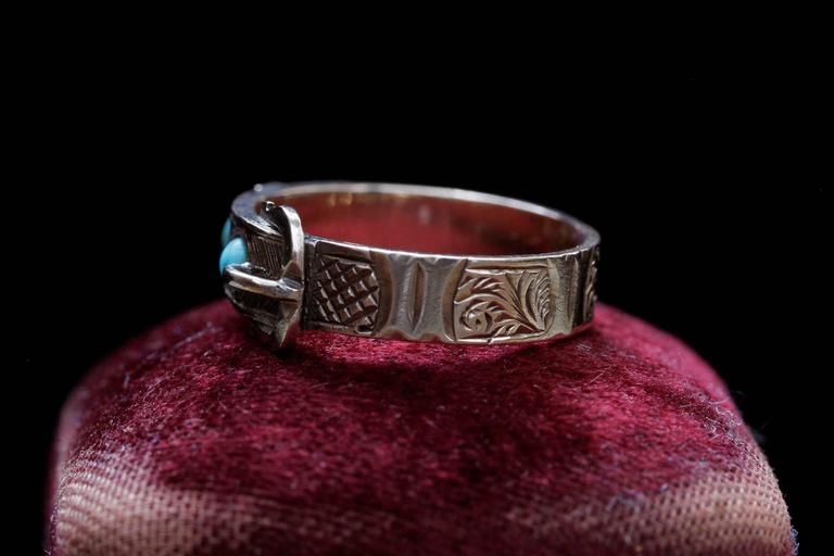 Victorian Turquoise Buckle Ring For Sale at 1stDibs