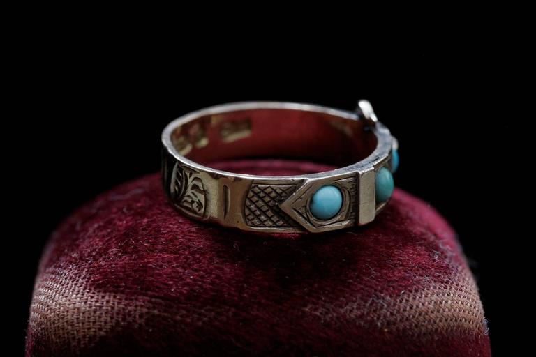 Victorian Turquoise Buckle Ring For Sale at 1stDibs