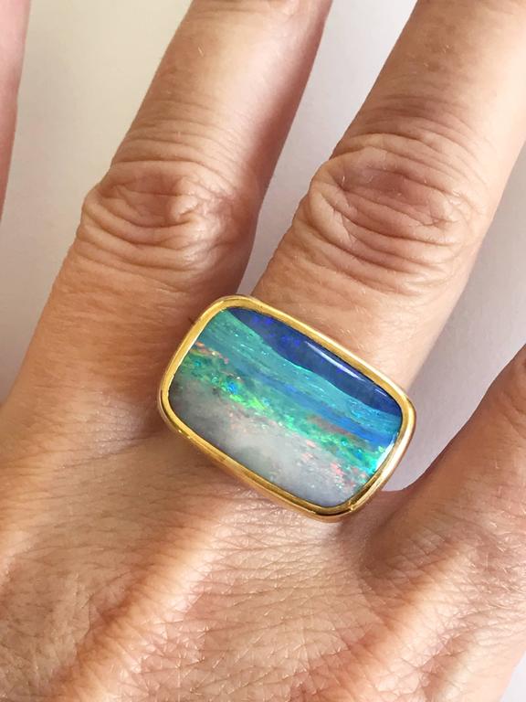 Dalben Ocean View Boulder Opal Gold Ring at 1stDibs