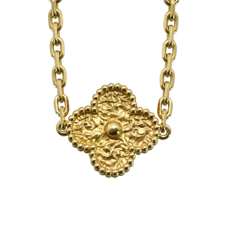 Alhambra Gold Necklace at 1stDibs | gold alhambra necklace