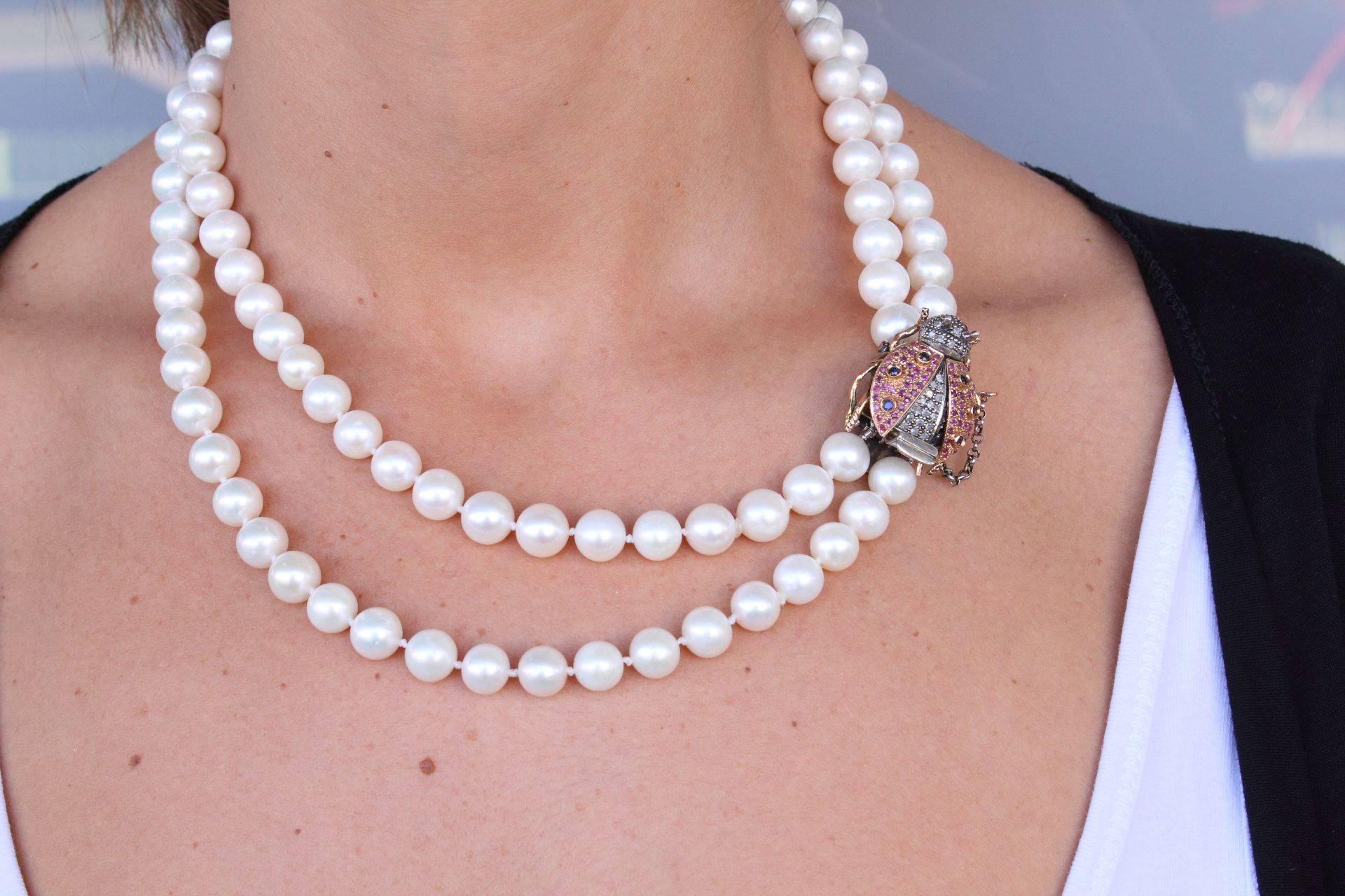 Luise Ladybug pearl necklace at 1stDibs