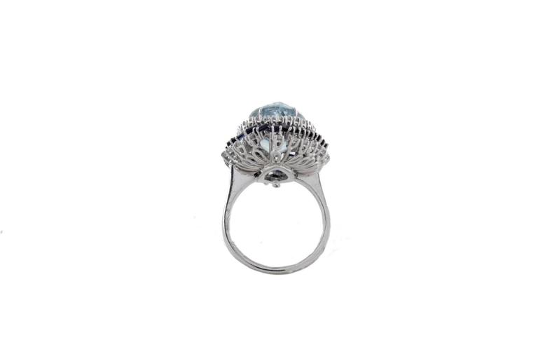 KT 12,47 Aquamarine,KT 0,78 Diamond,KT3,00 Blue Sapphire Gold Ring at ...