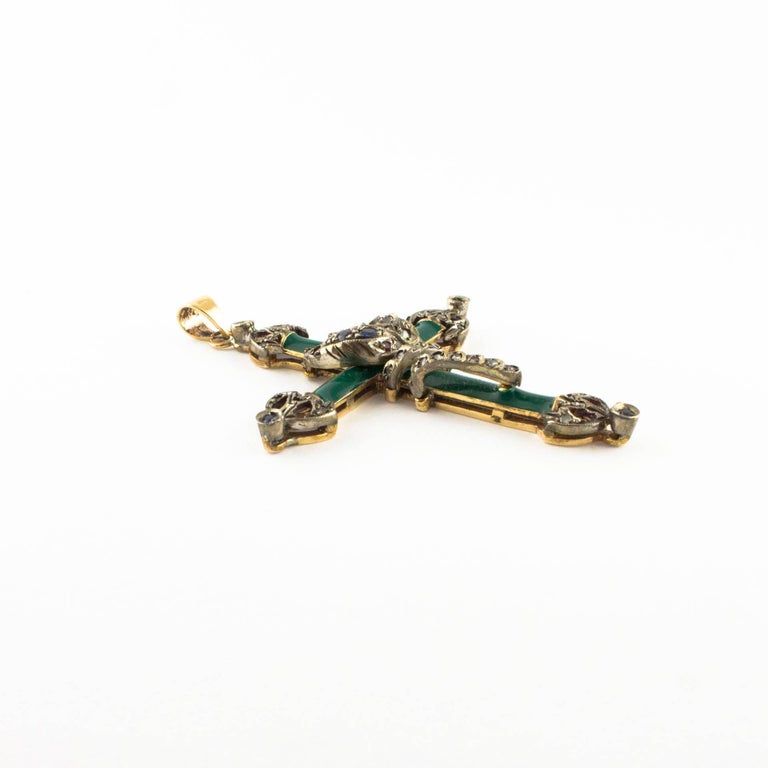 Snake Necklace Gold and silver Diamond Sapphire Ruby Pendant at 1stDibs