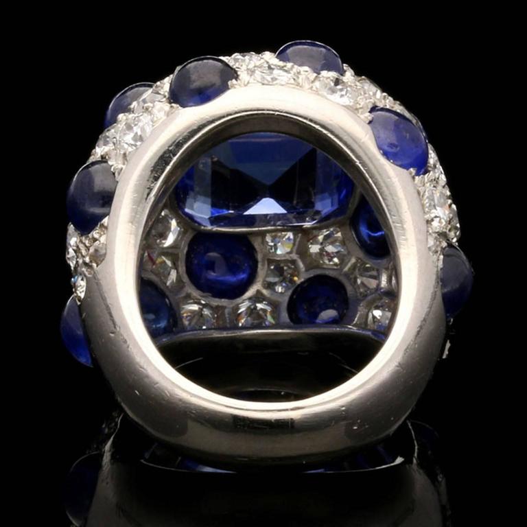 1940s Suzanne Belperron Modèle à Pois Diamond Sapphire Ring at 1stDibs