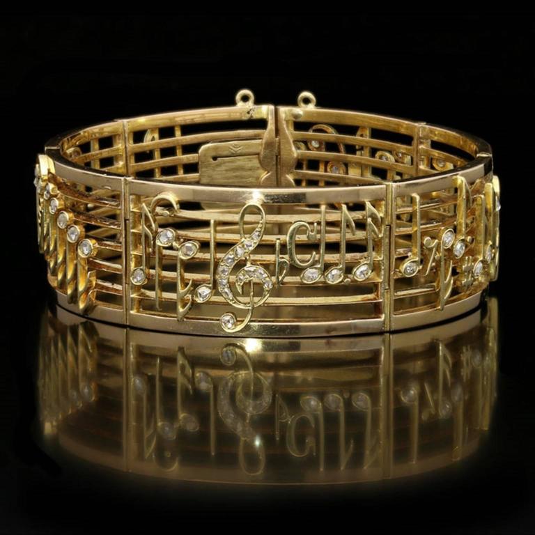 Belle Epoque Donizetti’s Opera ‘La Favorite’ Diamond Gold Musical Notes ...