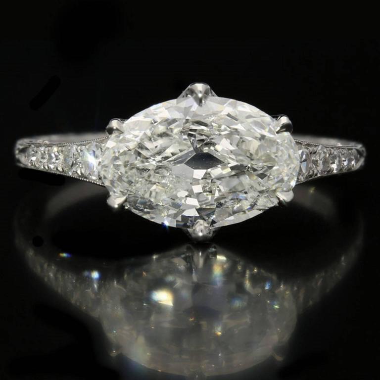 Hancocks Beautiful Old-Cut Moval Diamond And Platinum Ring at 1stDibs ...