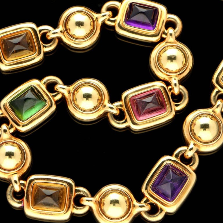 Chanel Multi Gem Gold Necklace at 1stDibs
