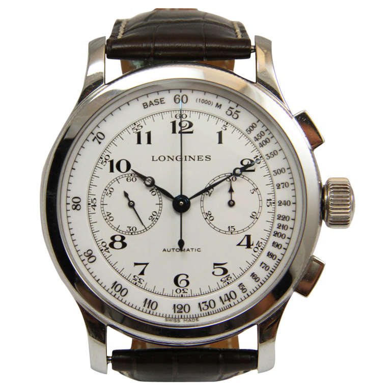 Longines Stainless Steel Chronograph Wristwatch at 1stDibs