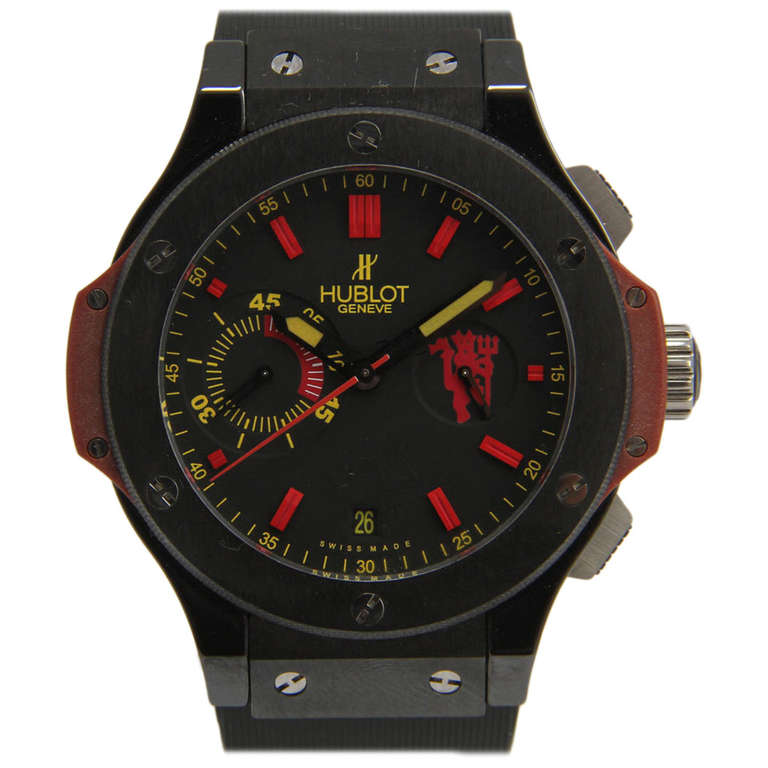 Hublot Ceramic and Stainless Steel Big Bang Manchester United Wristwatch at 1stDibs