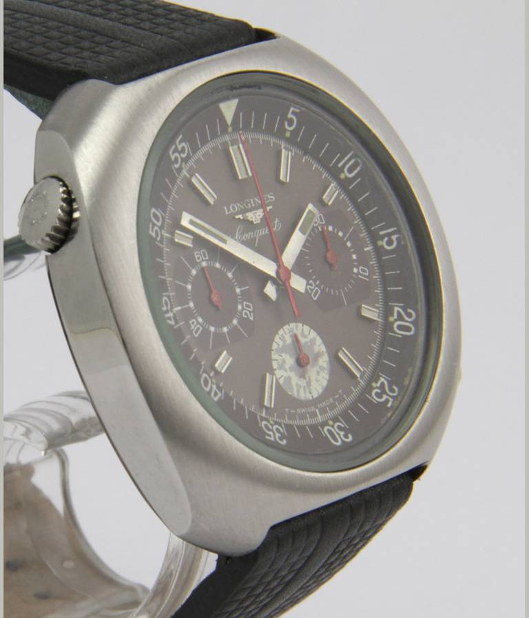 Longines Stainless Steel Conquest Chronograph Wristwatch circa 1970s ...