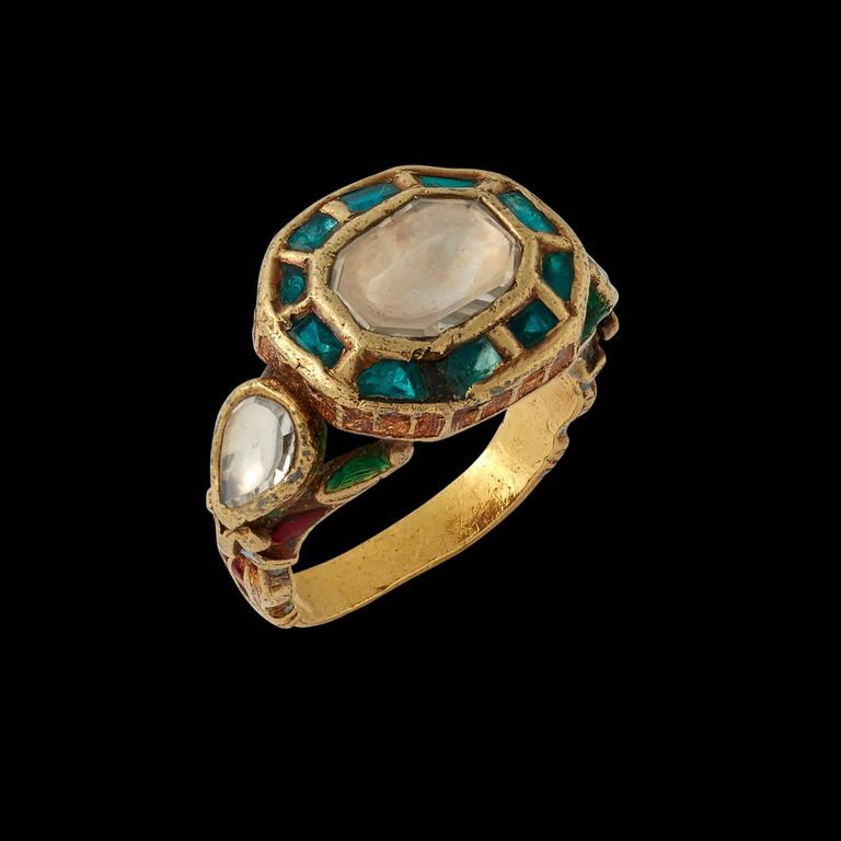 Antique Indian Gold Ring with Diamond and Emerald at 1stDibs | antique ...