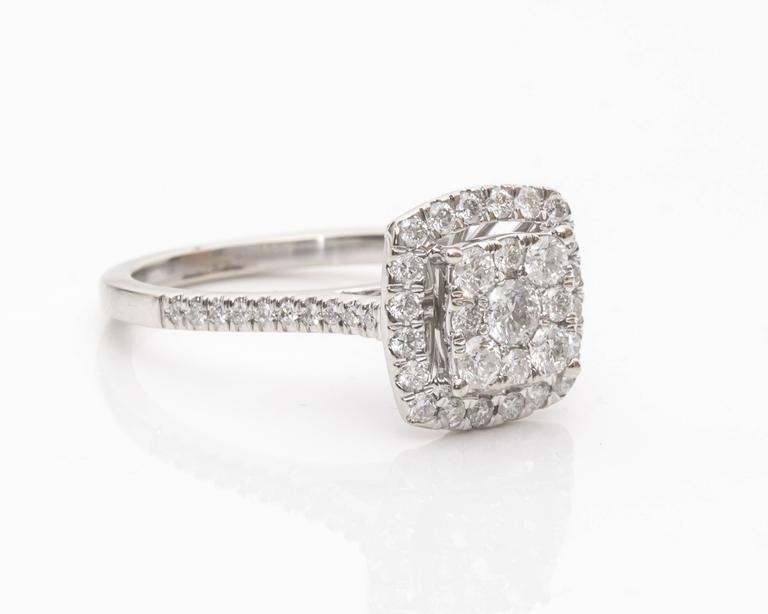 Cluster Diamond Halo White Gold Engagement Ring For Sale at 1stDibs ...