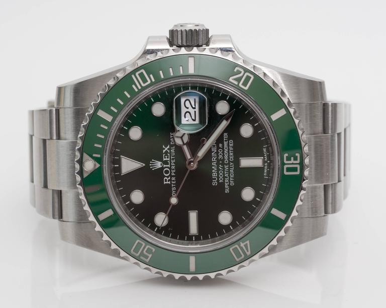 Rolex Green Submariner Oyster Perpetual Wristwatch at 1stDibs