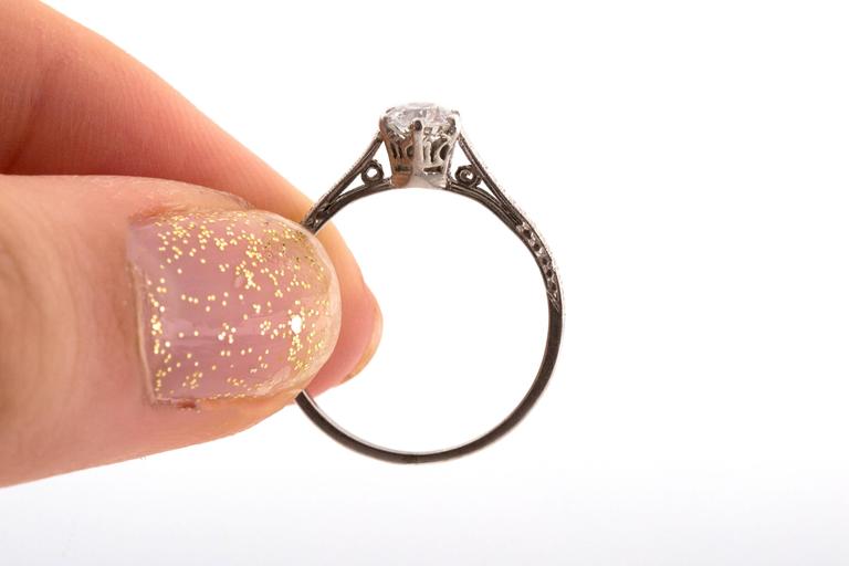 1910 Edwardian GIA Certified .33 Carat Diamond Platinum Engagement Ring ...