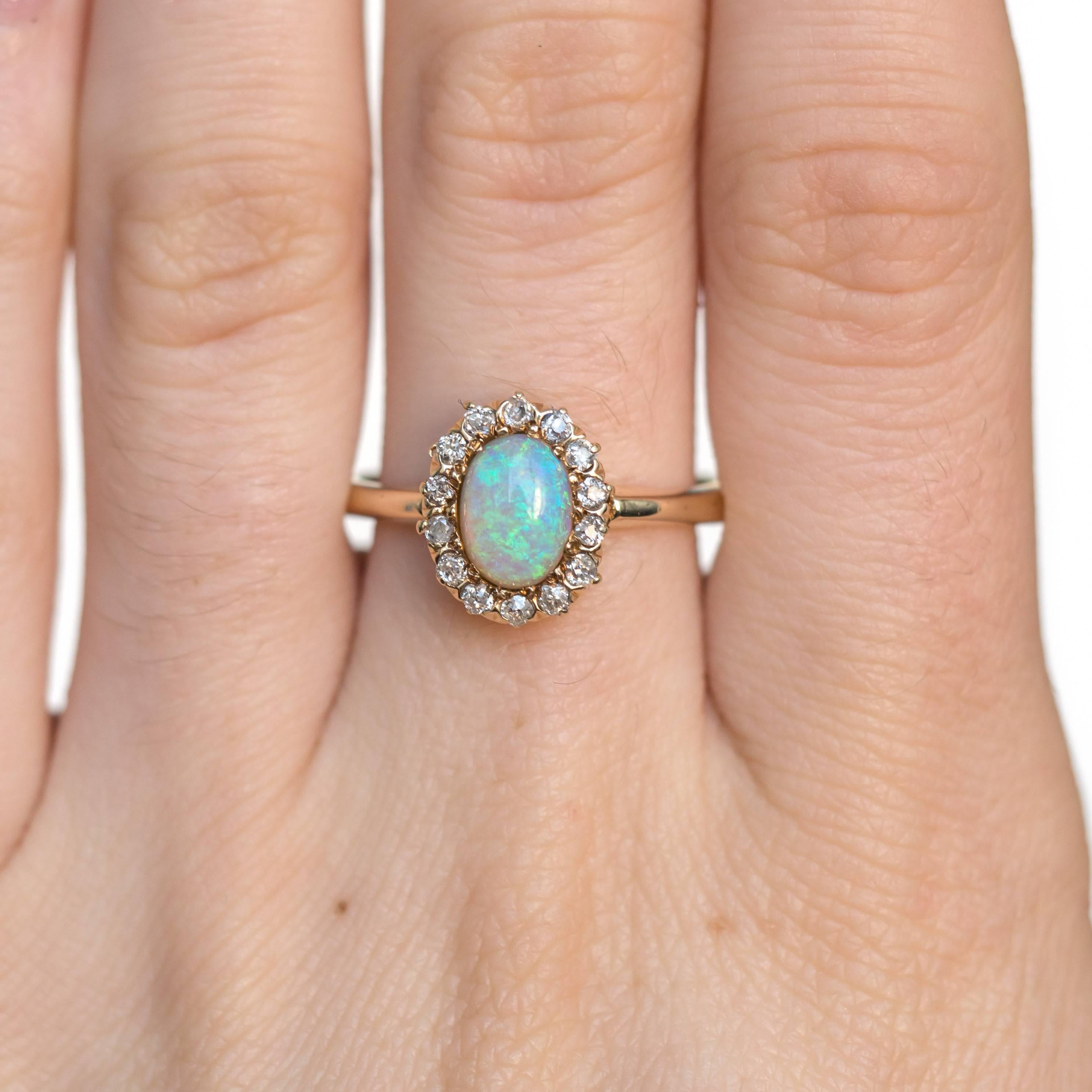 1880s Victorian 1 Carat Opal Diamond Yellow Gold Engagement Ring at ...