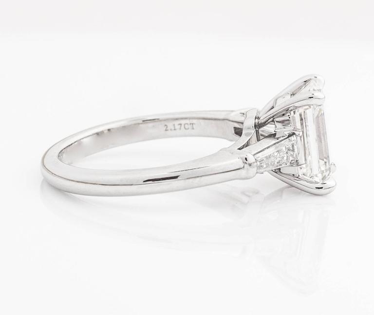 Tiffany and Co. 2.17cttw Emerald-Cut Diamond Platinum Engagement Ring ...