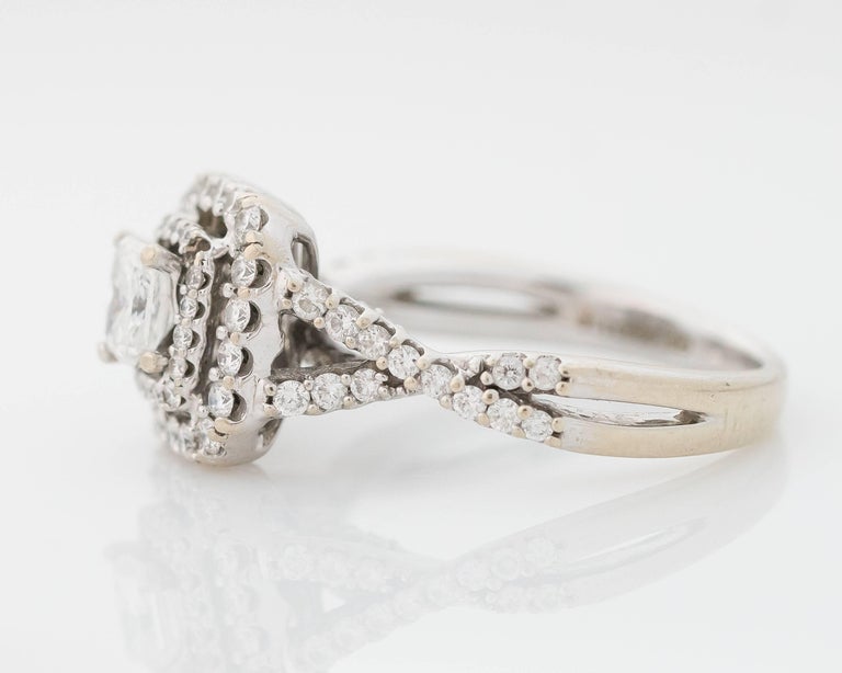 1 Carat Diamond Double Halo 14K Gold Engagement Ring For Sale at ...