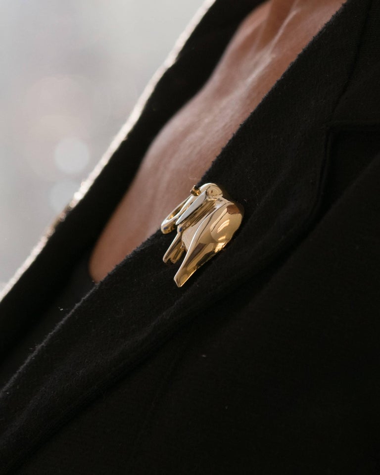 Elephant Brooch Pin 14 Karat Yellow and White Gold with Diamond Eye For ...
