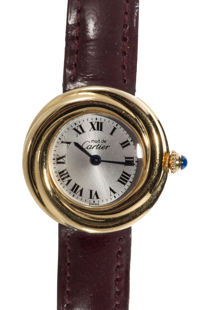 Cartier Lady's Silver Gilt Vermeil Must de Cartier Trinity Wristwatch ...
