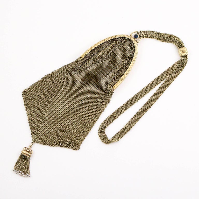 Victorian 14k Yellow Gold Mesh Purse at 1stDibs