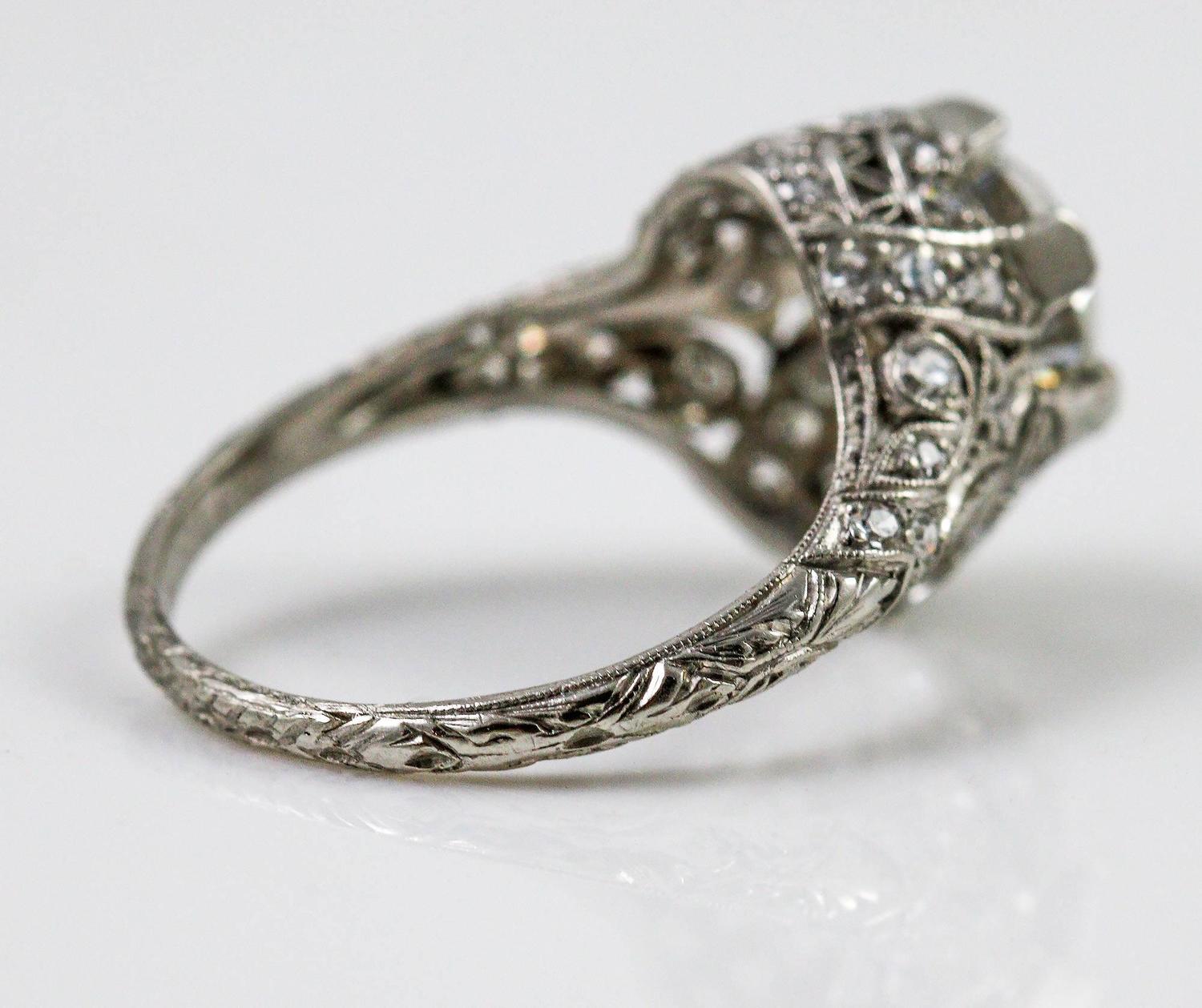 Edwardian GIA Cert 1.87 Carat Diamond Platinum Engagement Ring For Sale ...