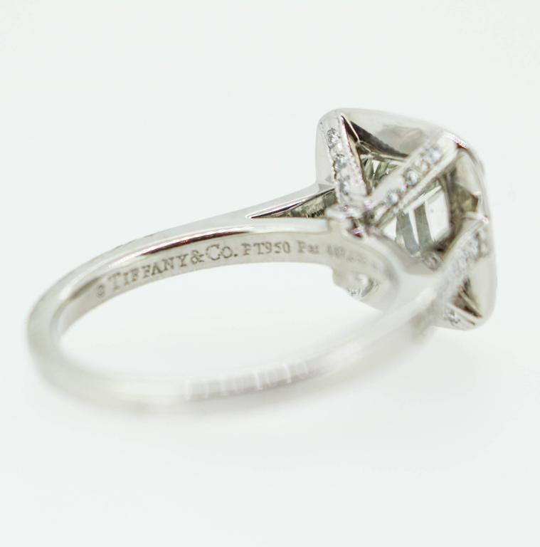 Tiffany and Co. 1.62 Carat Legacy Cushion Cut Platinum Halo-Style ...