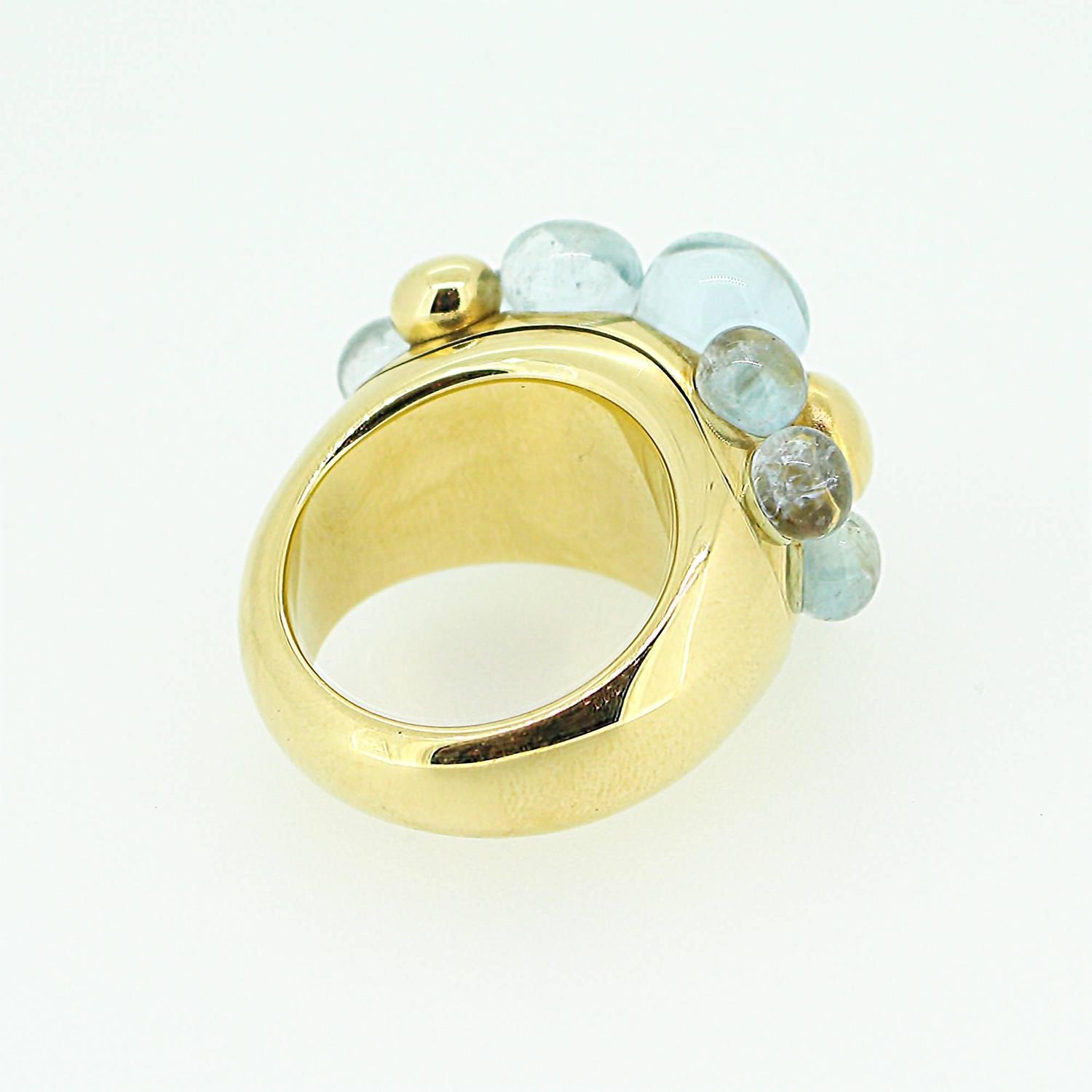 Pomellato Capri 18k Yellow Gold and Aquamarine Ring For Sale at 1stdibs