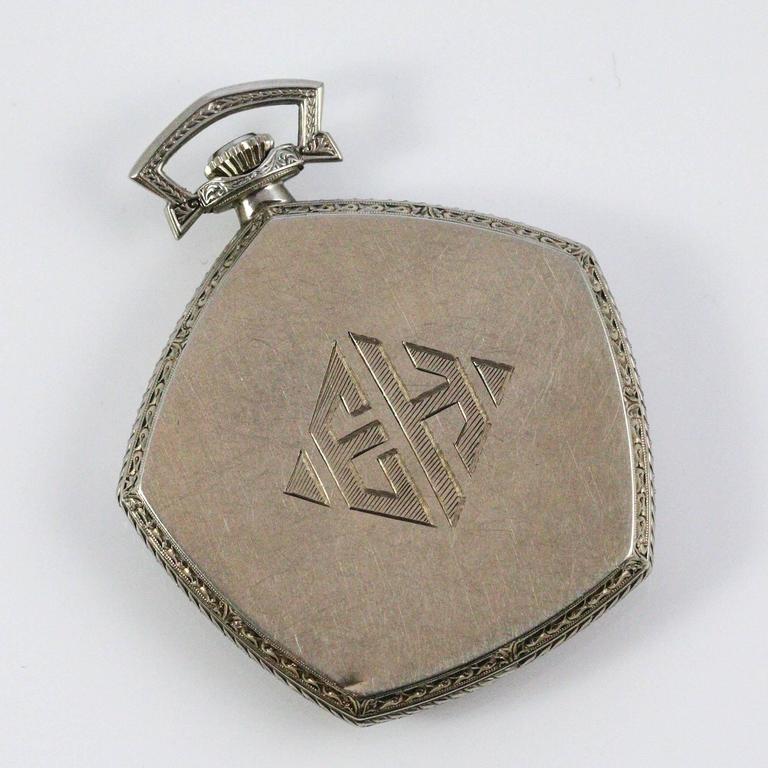 1934 White Gold Filled Gruen Pentagon Verithin Pocket Watch at 1stDibs ...